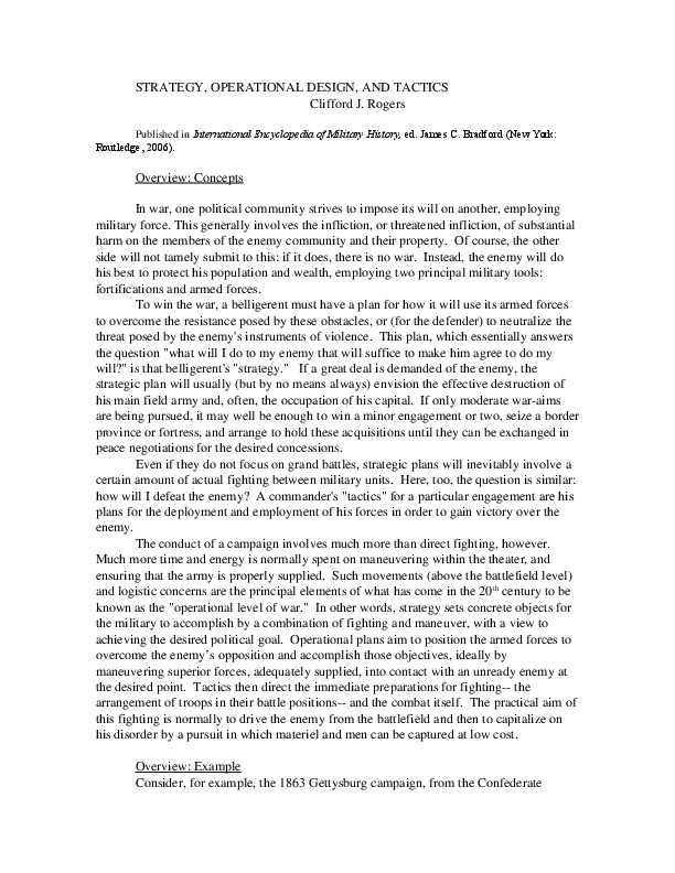 (DOC) Strategy, Operational Design, and Tactics