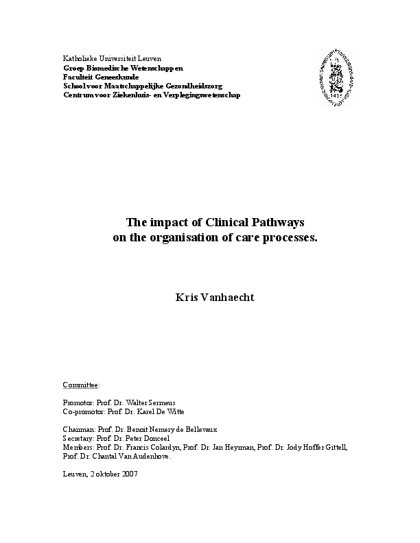 Pdf The Impact Of Clinical Pathways On The Organisation