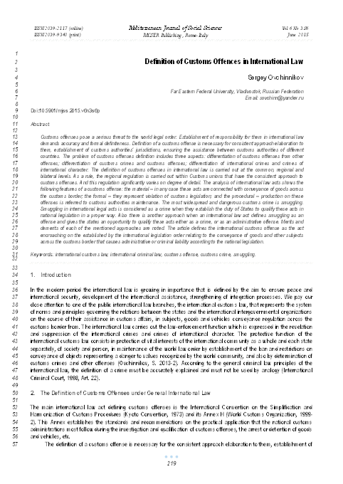 (PDF) Definition of Customs Offences in International Law