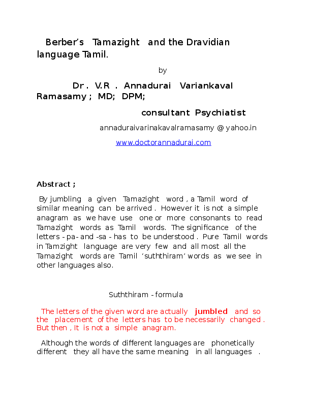 (DOC) Berber-Tamazight and the Dravidian language Tamil