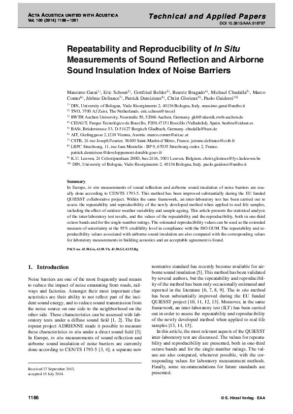 (PDF) Repeatability and Reproducibility of In Situ Measurements of ...