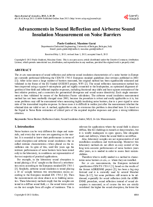 (PDF) Advancements in sound reflection and airborne sound insulation ...