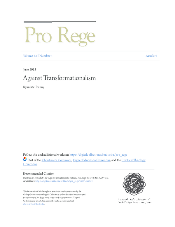 (PDF) Against Transformationalism