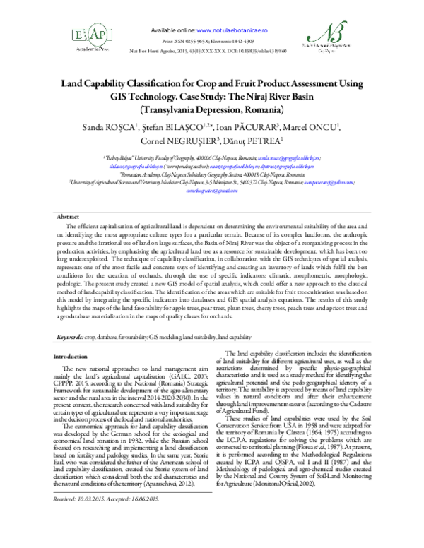 (PDF) Land Capability Classification for Crop and Fruit Product ...