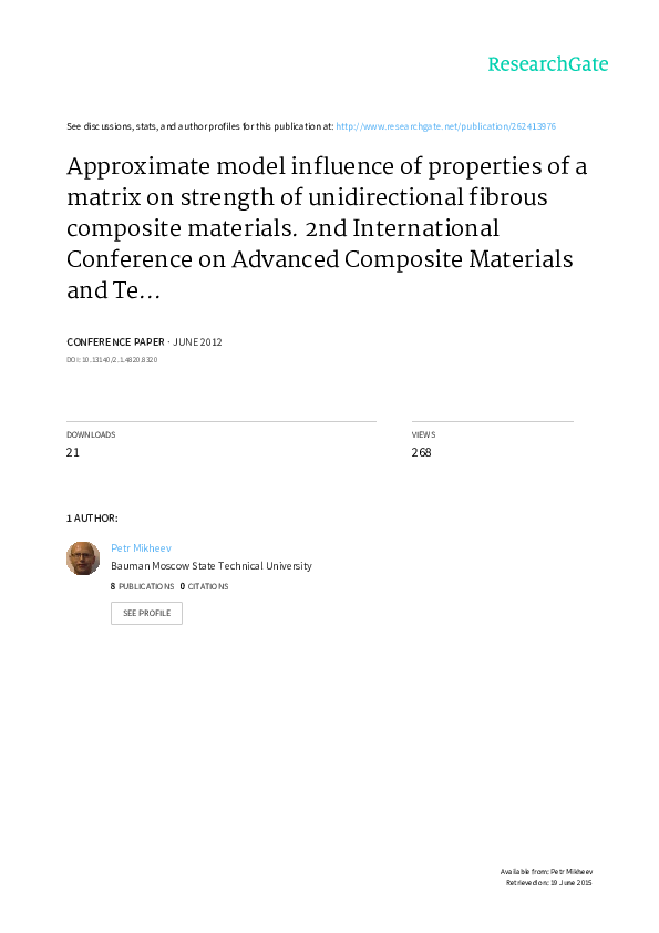 (PDF) Approximate model influence of properties of a matrix on strength of unidirectional ...