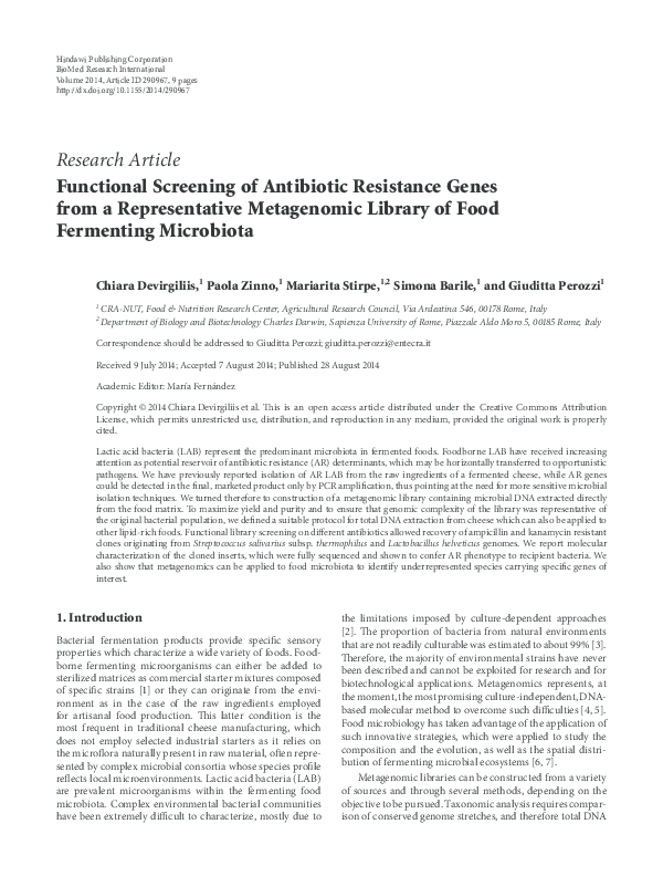 (PDF) Functional Screening of Antibiotic Resistance Genes from a ...
