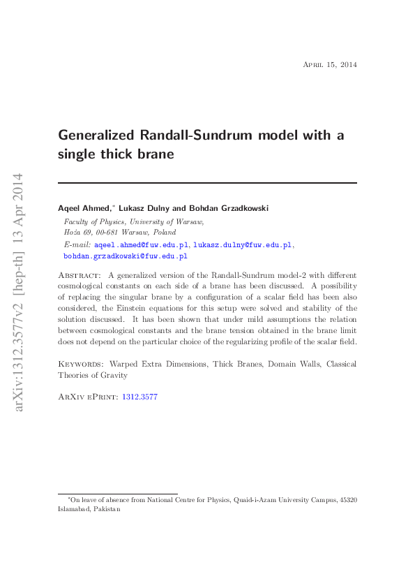(PDF) Generalized Randall-Sundrum model with a single thick brane ...