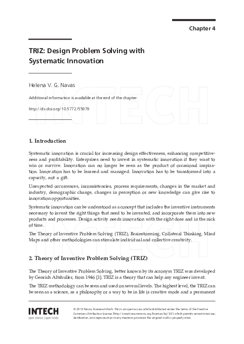 (PDF) TRIZ: Design Problem Solving with Systematic Innovation