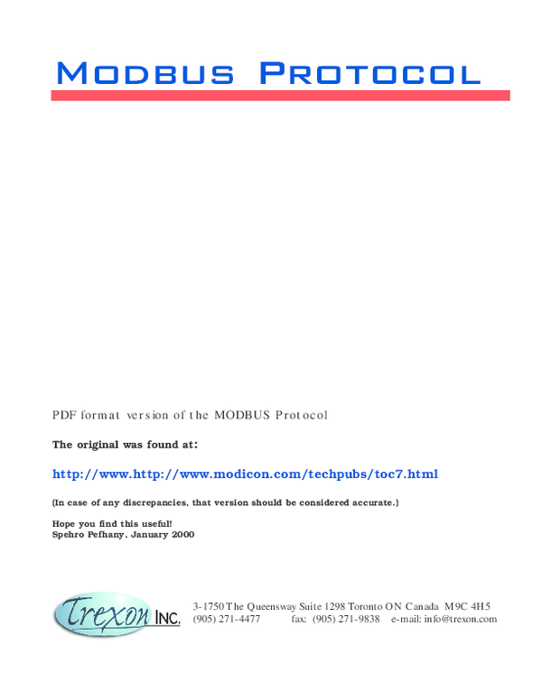 (PDF) Modbus protocol