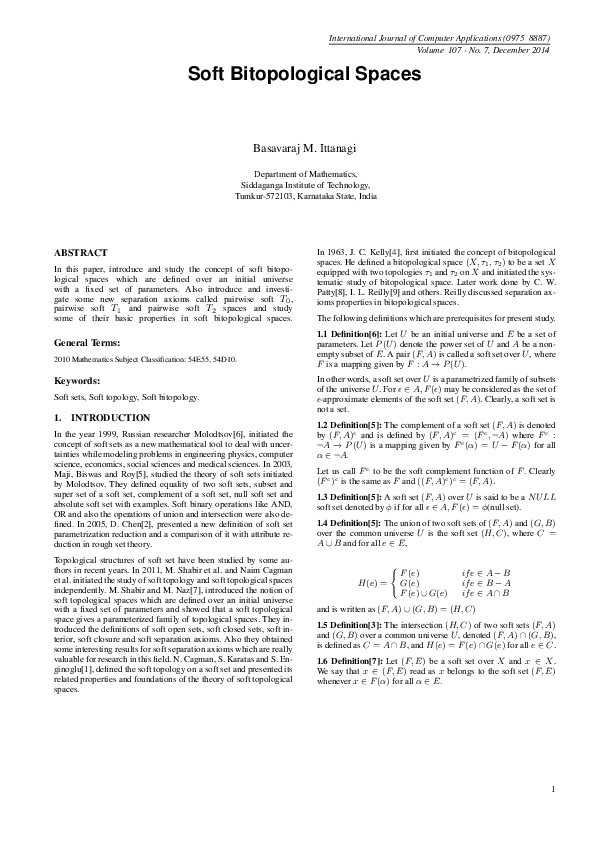 (PDF) Soft Bitopological Spaces