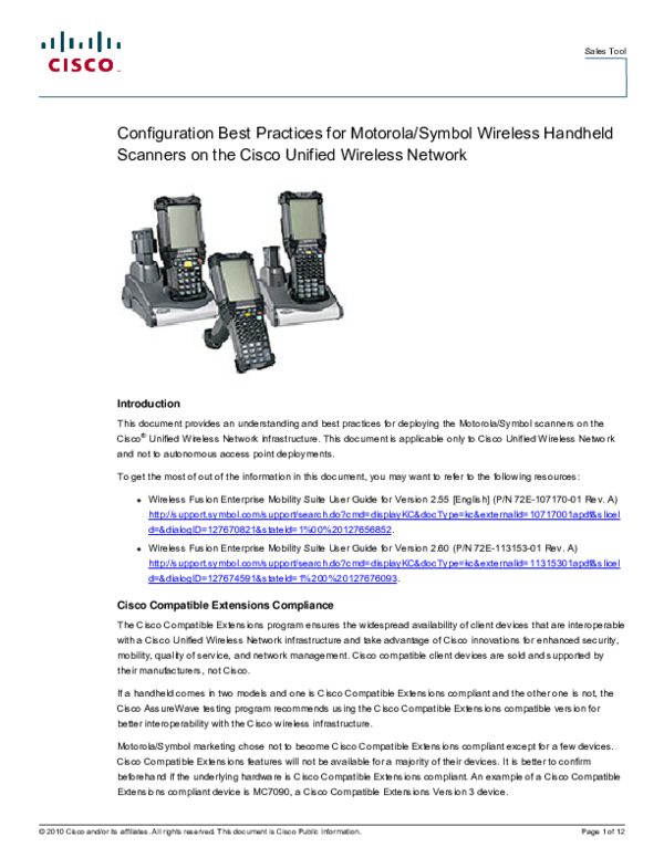 (PDF) Configuration Best Practices for Motorola/Symbol Wireless Handheld Scanners on the Cisco ...