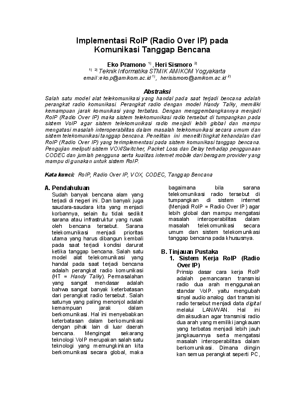(PDF) Implementasi RoIP (Radio Over IP) pada Komunikasi Tanggap Bencana