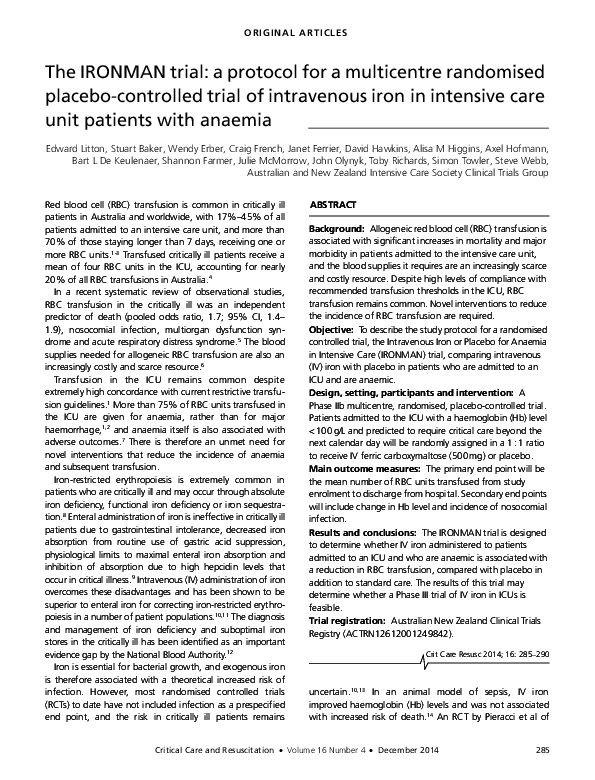 (PDF) CPC-109 Pharmacy Intravenous Iron Protocol in a Central Hospital ...