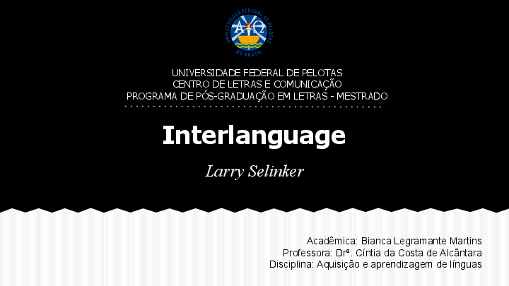 (PDF) Interlanguage - Selinker