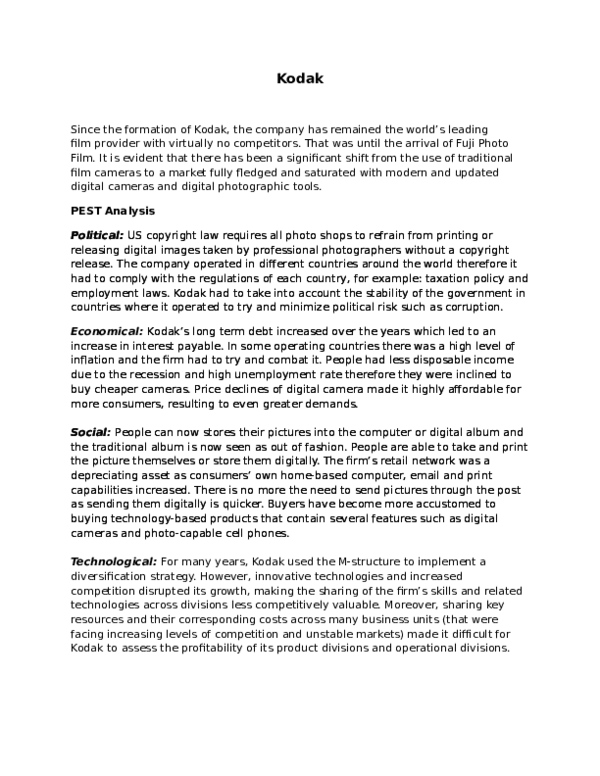 (DOC) Kodak Company Report
