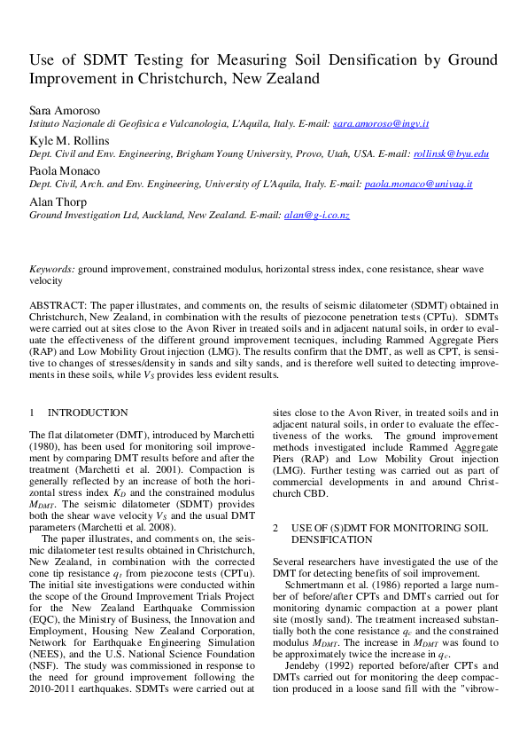 (PDF) Use of SDMT testing for measuring soil densification by ground ...