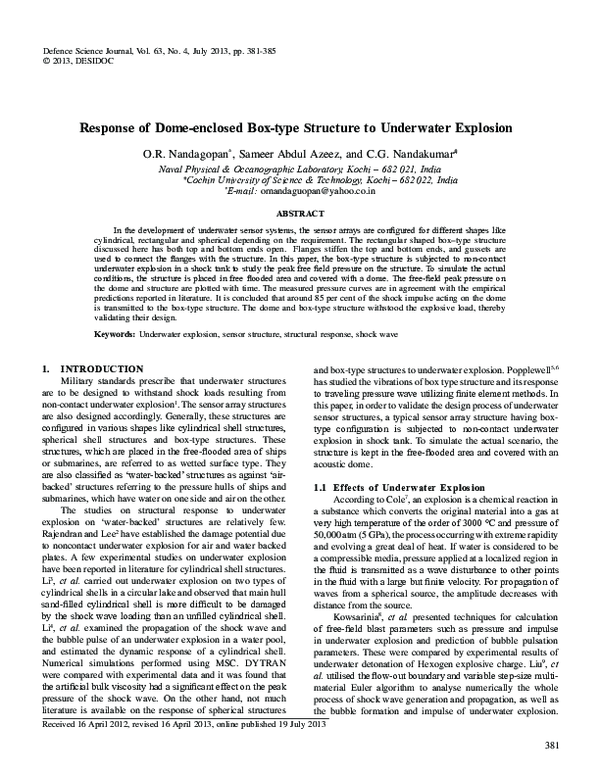 (PDF) Response of Dome-enclosed Box-type Structure to U Explosion