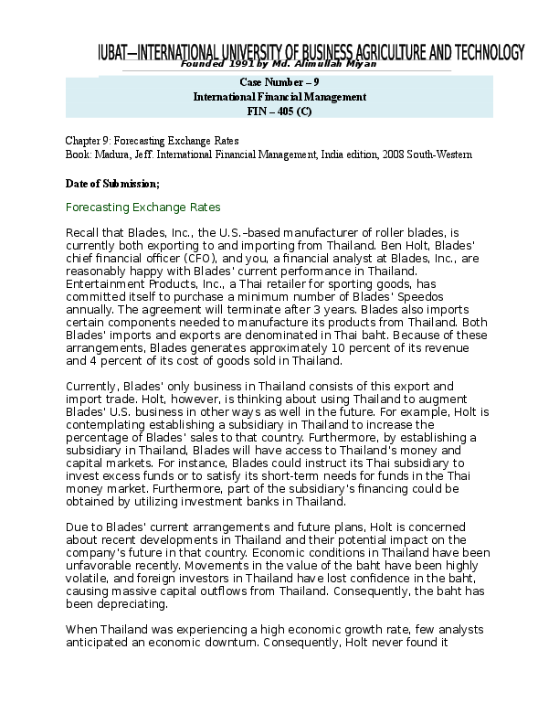 forecasting exchange rates