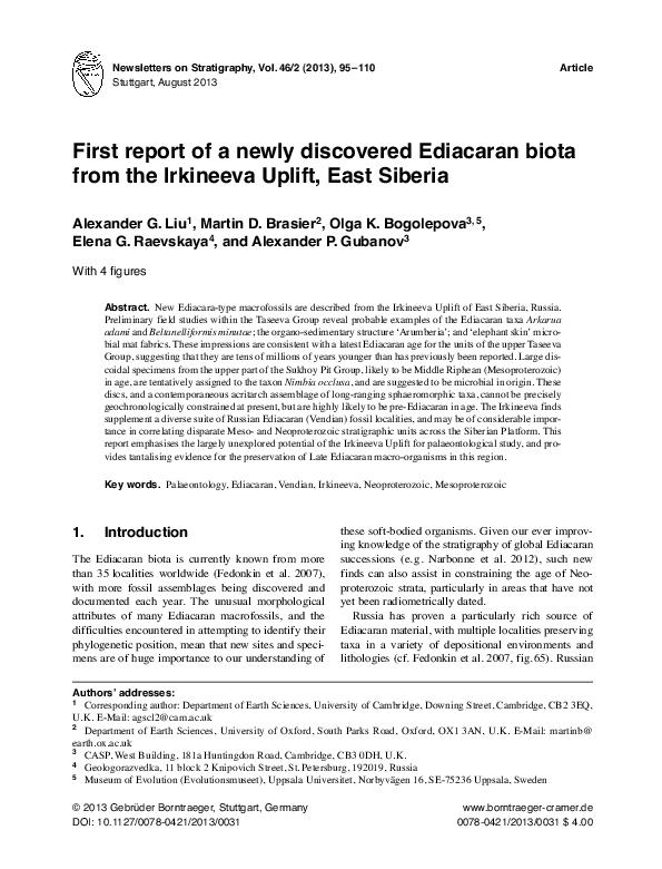 (PDF) Arumberia and other microbial mats from the Neoproterozoic ...