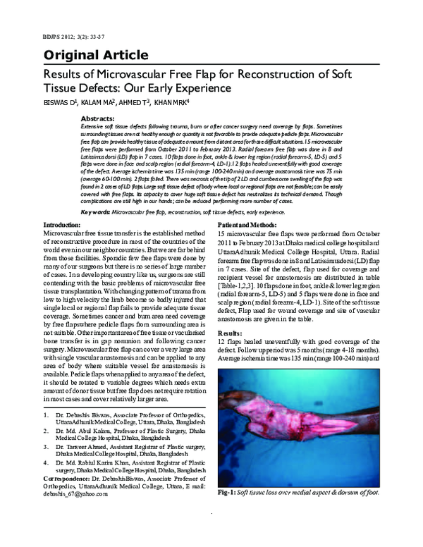 (PDF) Results of Microvascular Free Flap for Reconstruction of Soft ...