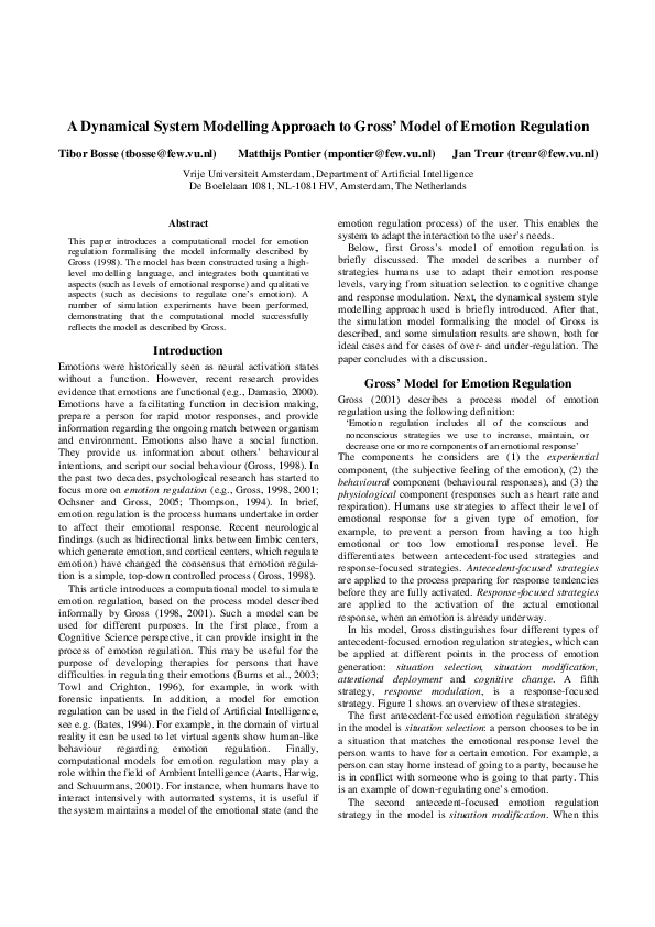 (PDF) A Dynamical System Modelling Approach to Gross Model of Emotion ...