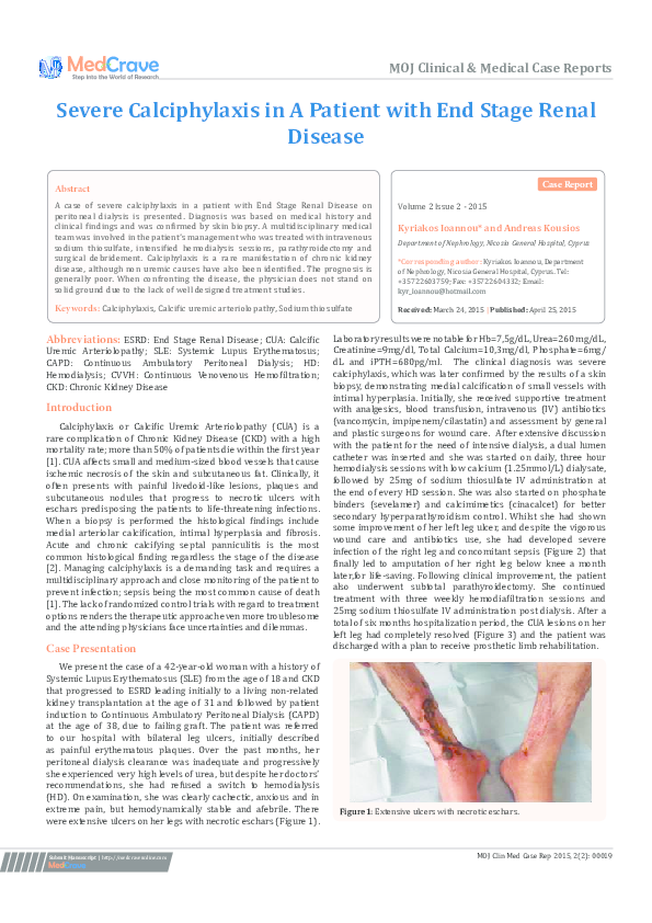 (PDF) Severe Calciphylaxis in A Patient with End Stage Renal Disease