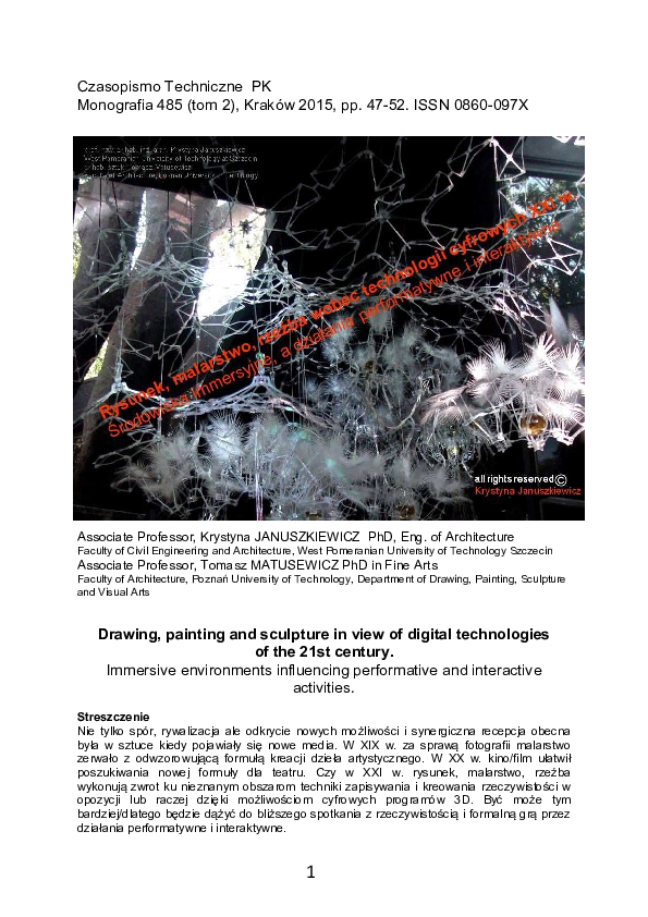 (PDF) Drawing, painting and sculpture in view of digital technologies ...