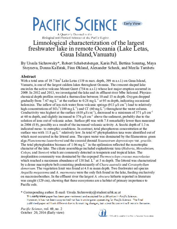 (PDF) Limnological characterization of the largest freshwater lake in ...