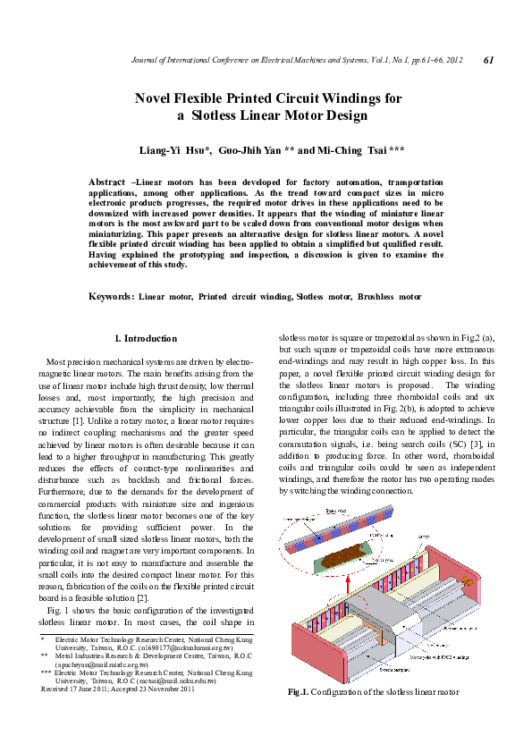 (PDF) Novel Flexible Printed Circuit Windings for a Slotless Linear ...