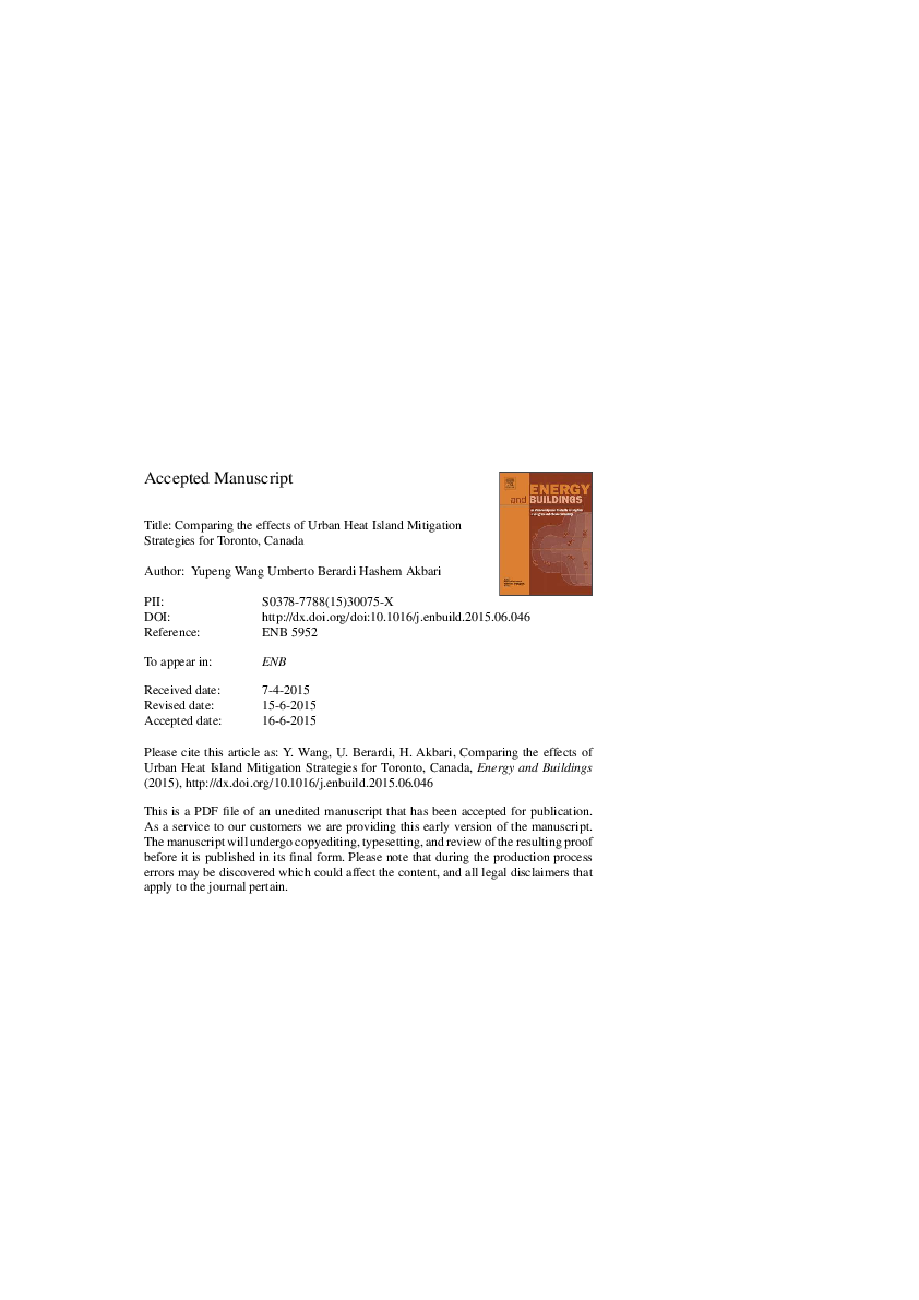 (PDF) Comparing the effects of Urban Heat Island Mitigation Strategies ...