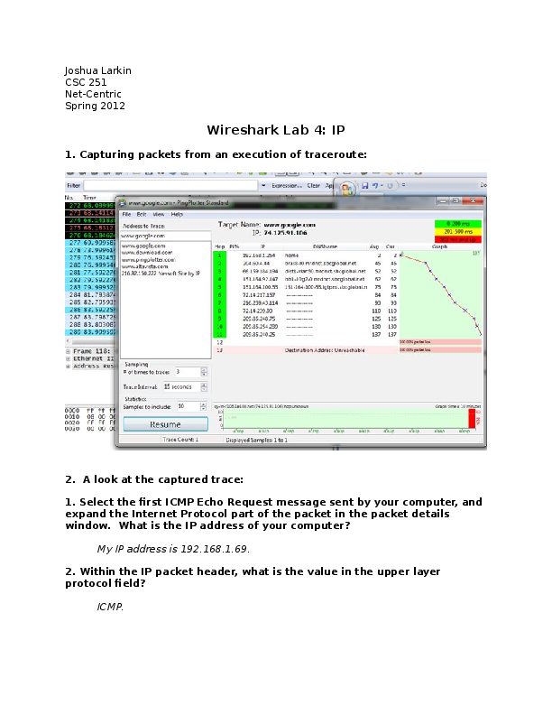 (DOC) Wireshark Lab 4: IP