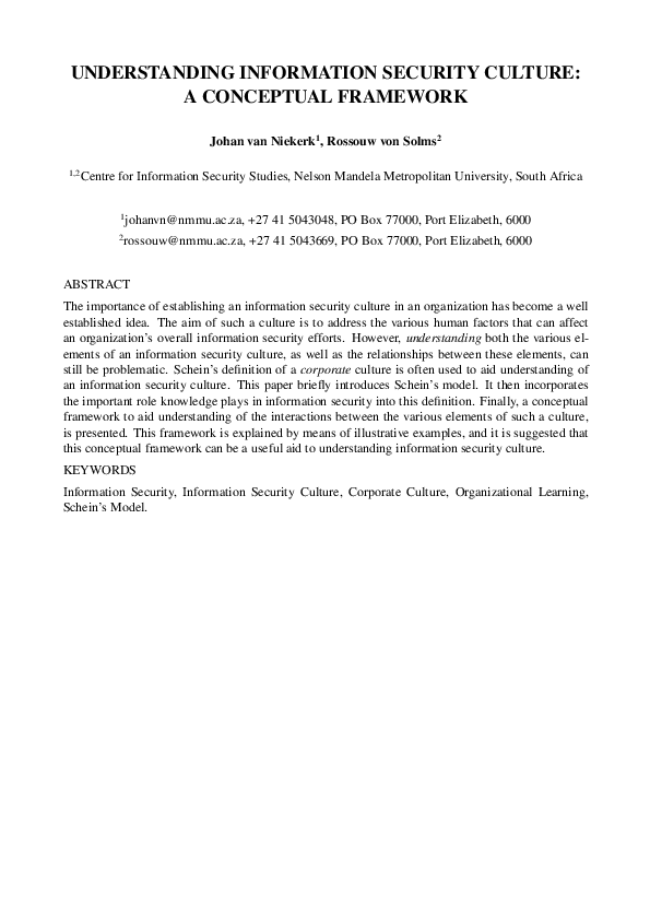 (PDF) Understanding information security culture: A conceptual ...