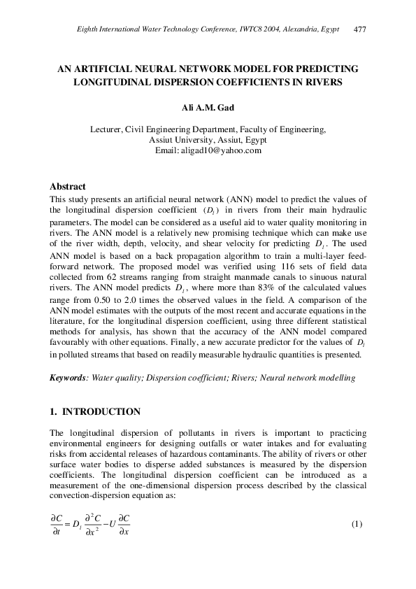 (PDF) AN ARTIFICIAL NEURAL NETWORK MODEL FOR