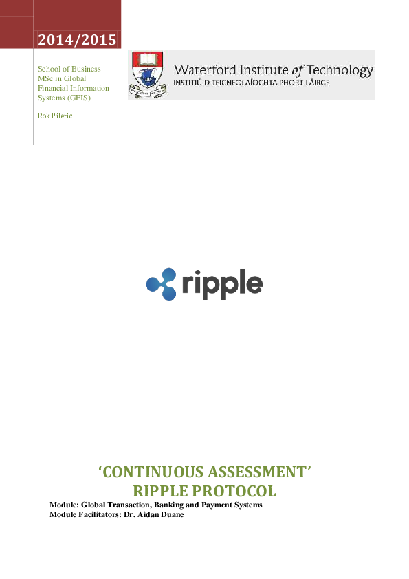 (PDF) Banking payment systems - Ripple protocol