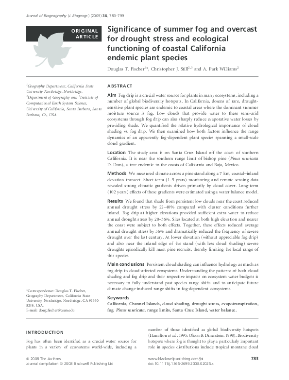 (PDF) Significance of summer fog and overcast for drought stress and ...