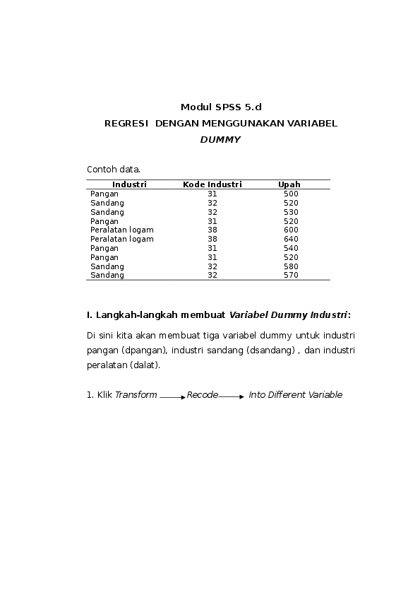 (DOC) REGRESI DENGAN MENGGUNAKAN VARIABEL DUMMY