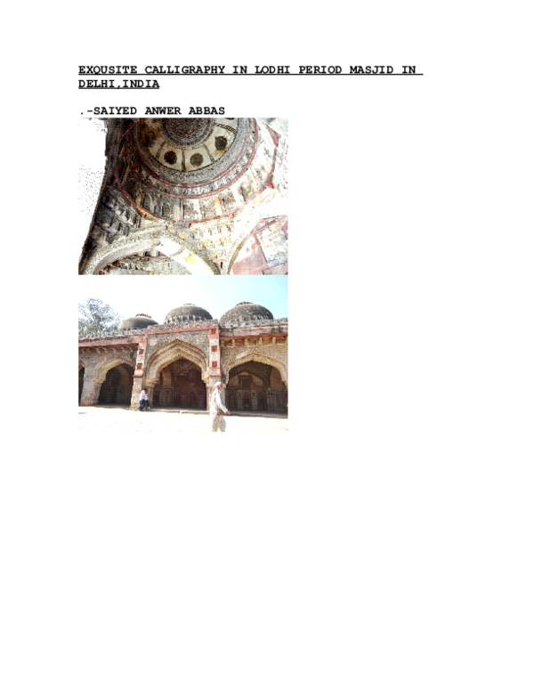 (DOC) Profuse exquisite calligraphy in Sikander Lodi's mosque in Dehli ...