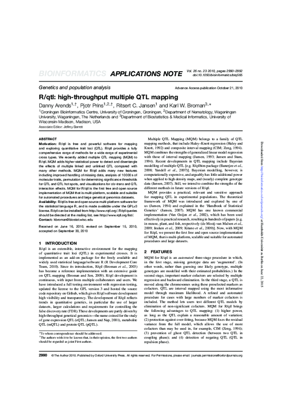 R/qtl: high-throughput multiple QTL mapping