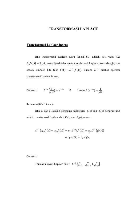 (PDF) laplace transformation invers
