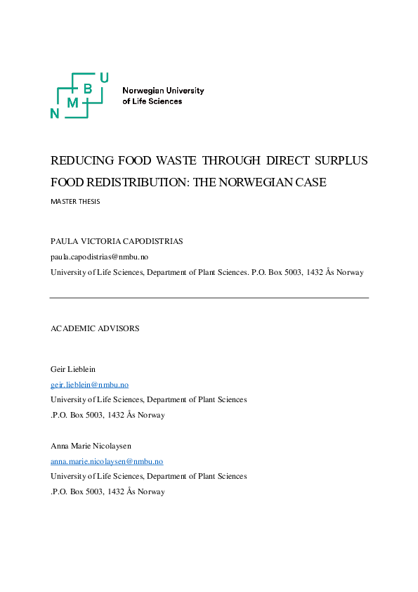 (PDF) Reducing food waste through surplus food redistribution