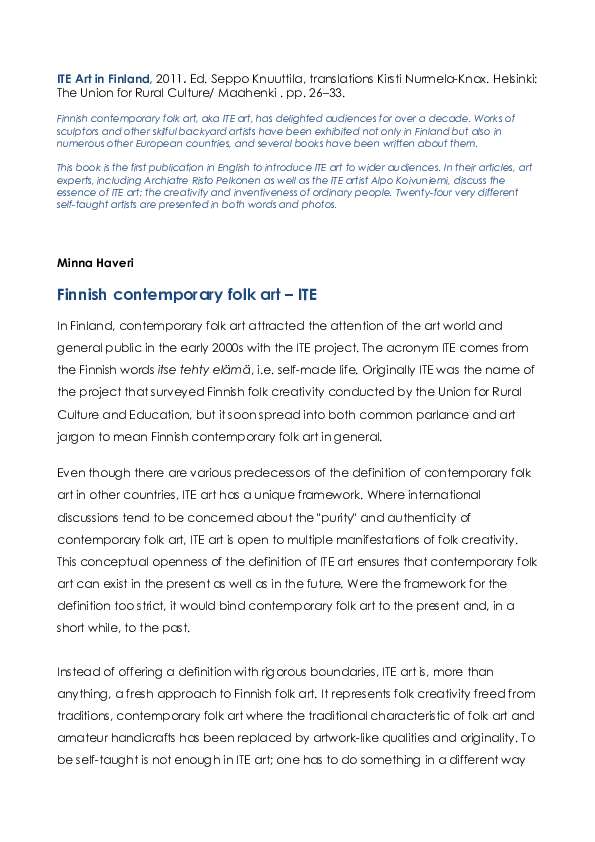 (PDF) Finnish contemporary folk art – ITE