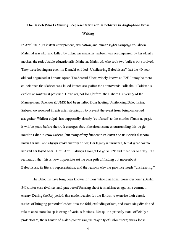 (DOC) The Baloch Who Is Missing: Representations of Balochistan in ...