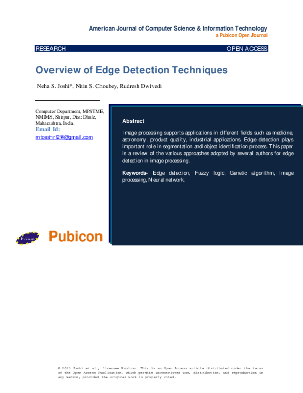 Pdf Overview Of Edge Detection Techniques