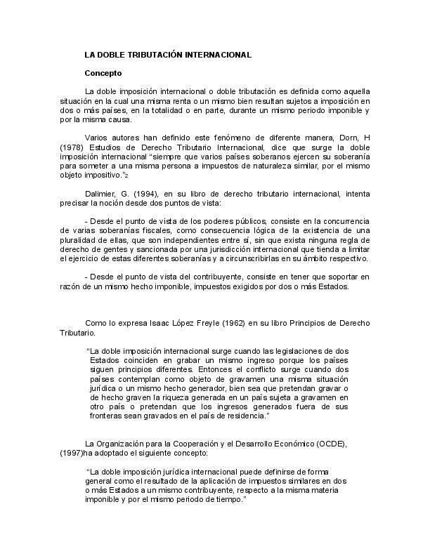 (DOC) CONCEPTOS DE LA DOBLE TRIBUTACIÓN INTERNACIONAL