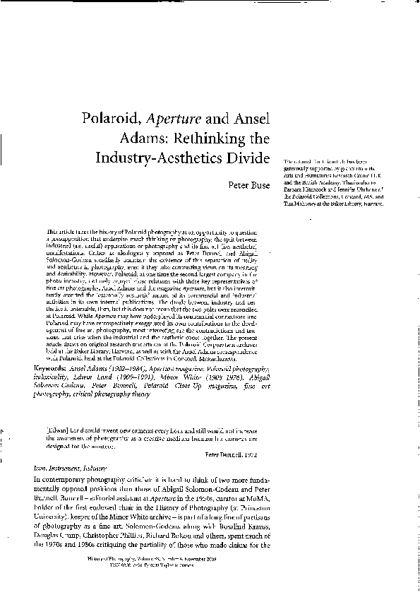 (PDF) Polaroid, Aperture and Ansel Adams: Rethinking the Industry ...