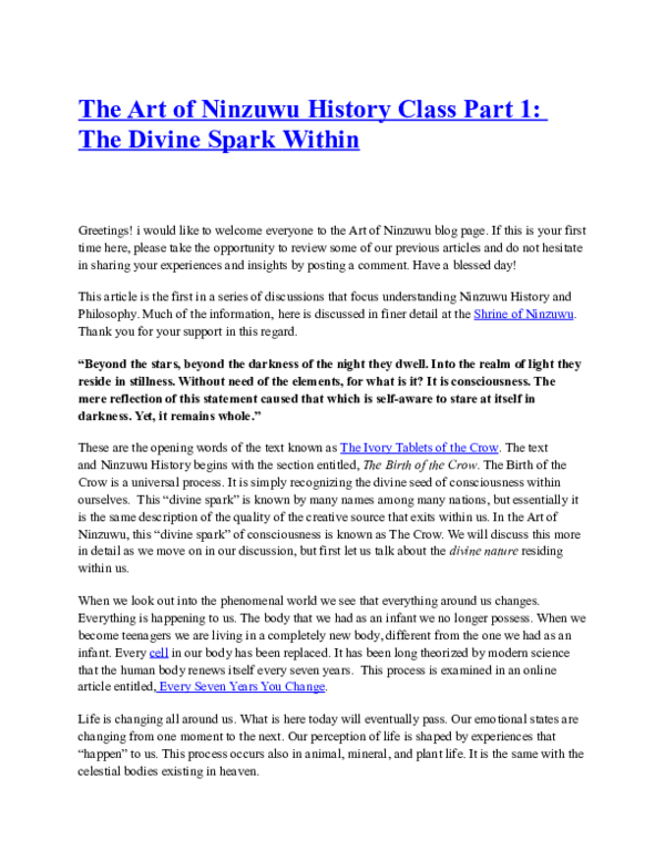(DOC) The Art of Ninzuwu History Class Part 1