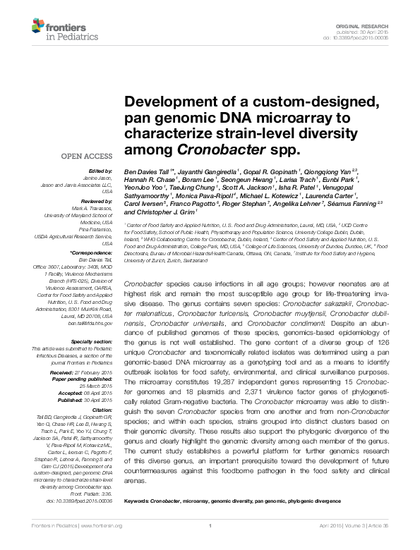 (PDF) Development of a Custom-Designed, Pan Genomic DNA Microarray to Characterize Strain-Level ...