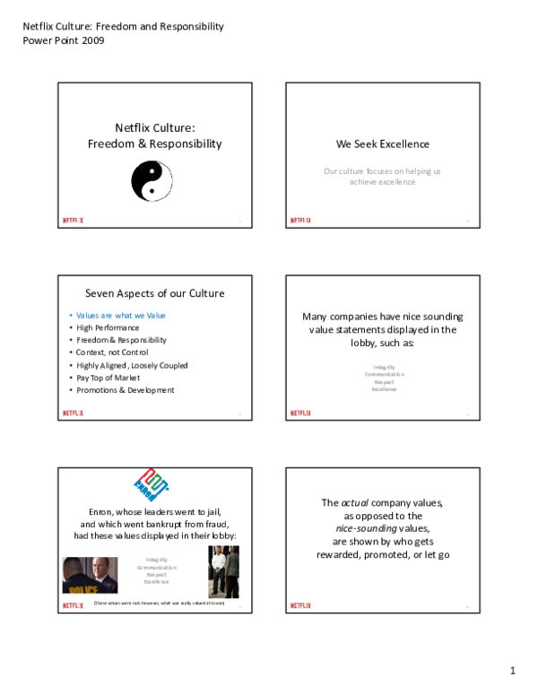 (PDF) Appendix, Netflix Culture- Freedom and Responsibility Power Point ...