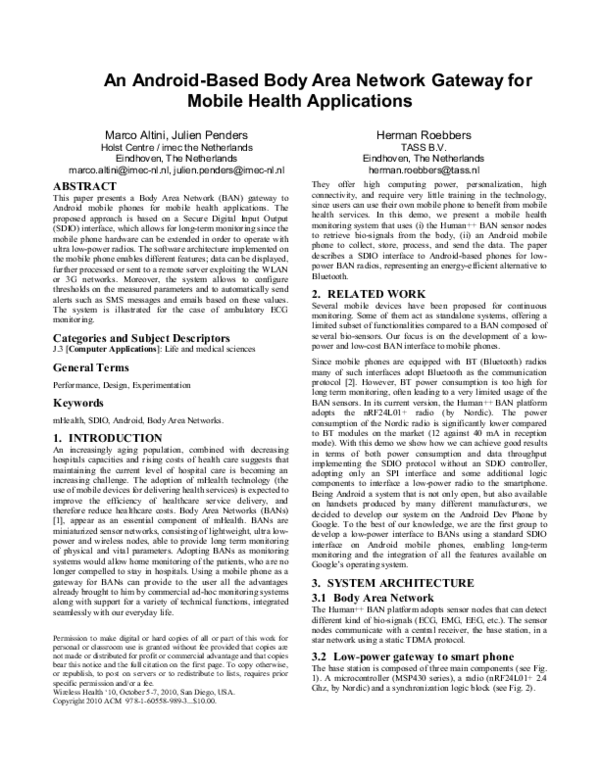 (PDF) An Android-based body area network gateway for mobile health ...