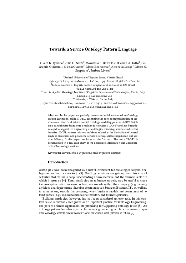 (PDF) Towards a Service Ontology Pattern Language
